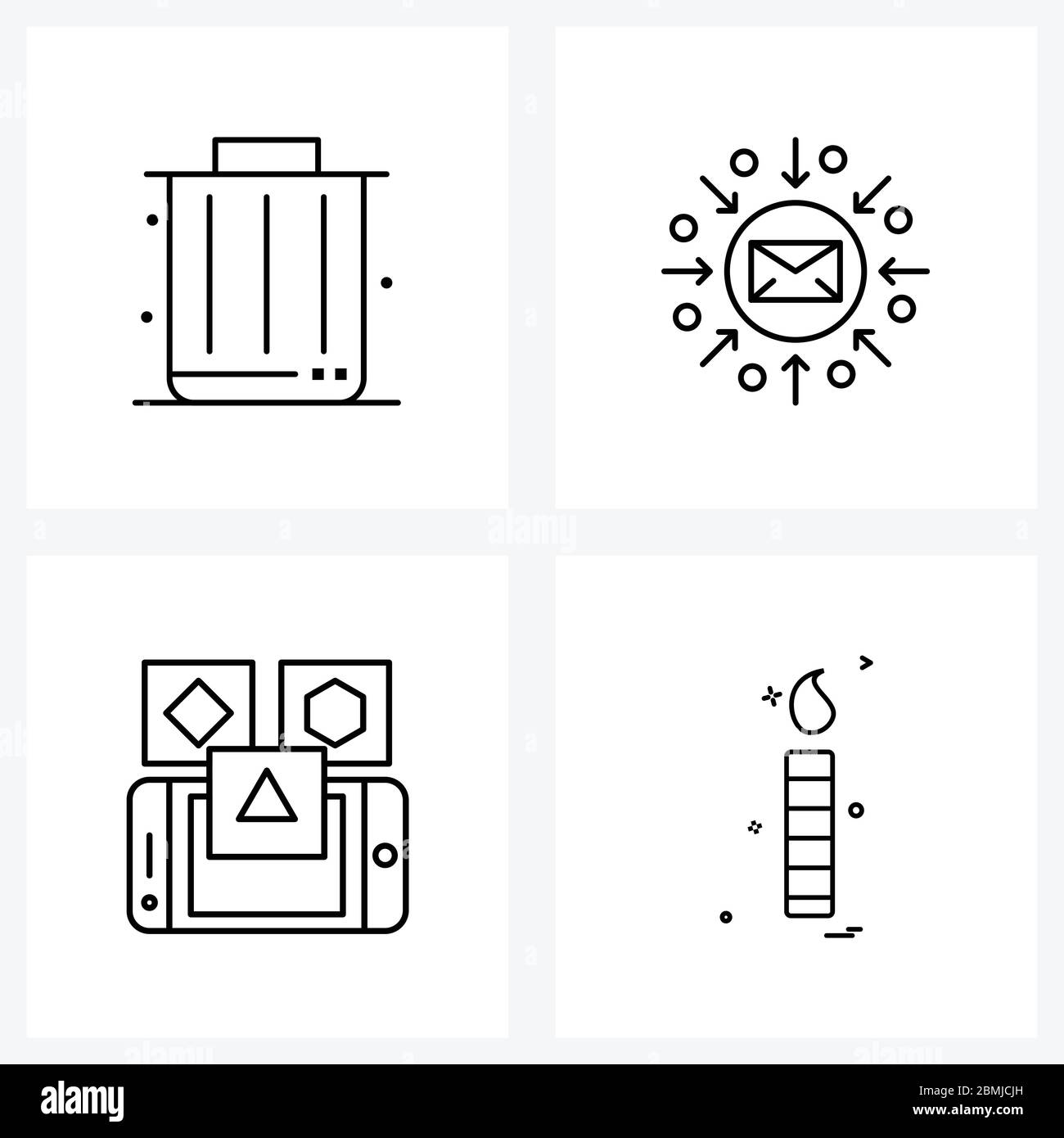 Modern Style Set of 4 line Pictograph Grid based app, mobile, essential ...