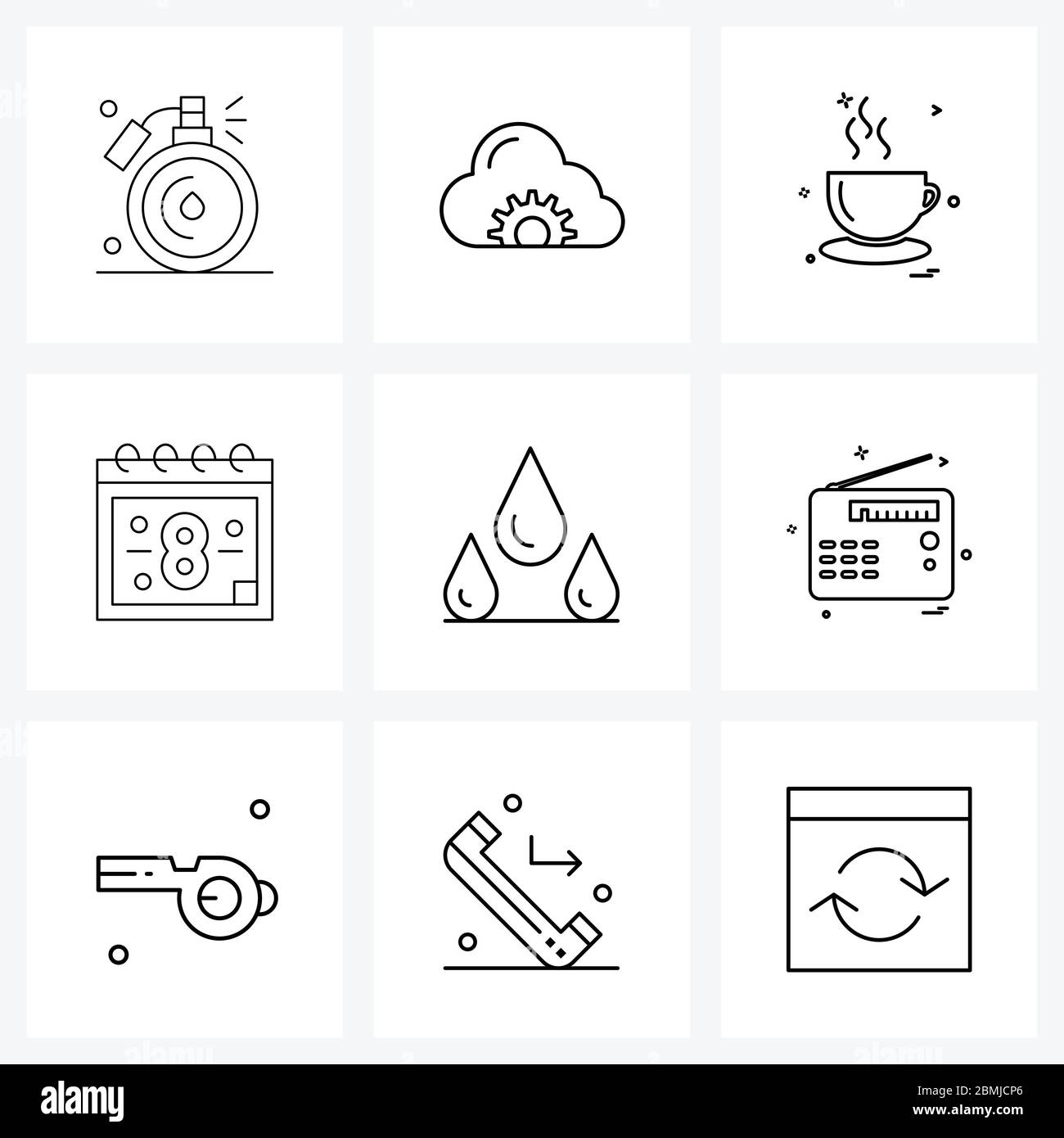 9 Universal Icons Pixel Perfect Symbols of electronics, radio, drink ...