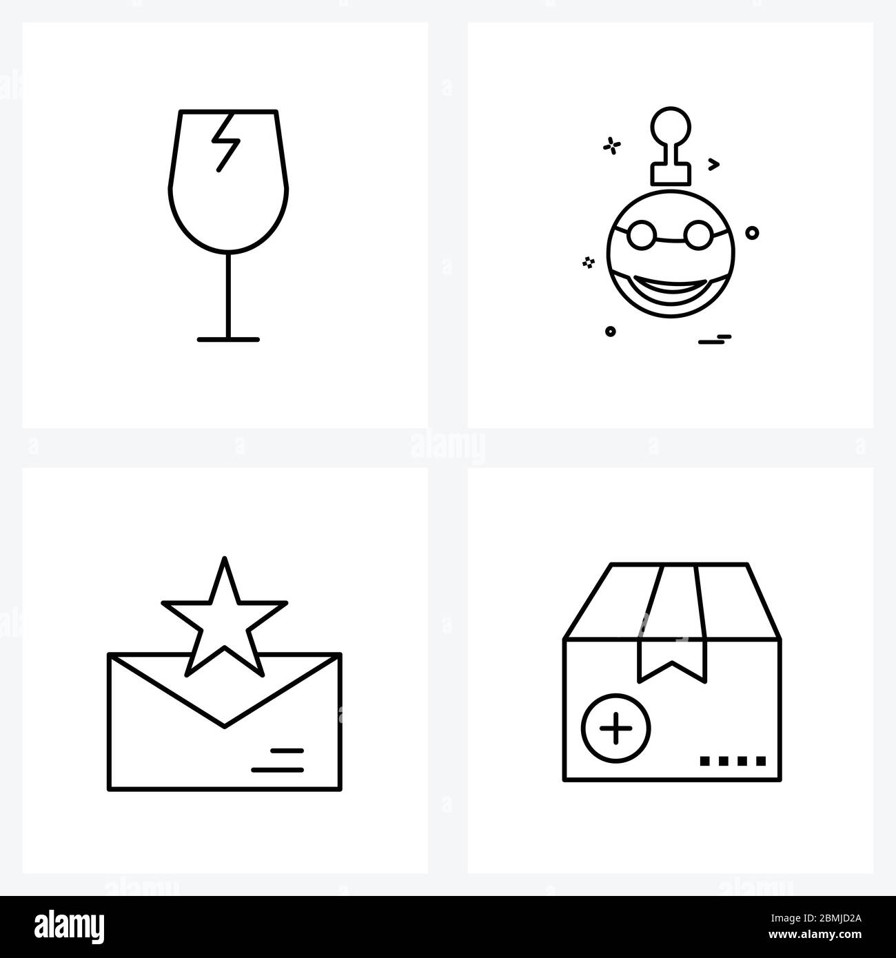 UI Set of 4 Basic Line Icons of break, communication, fragile ...