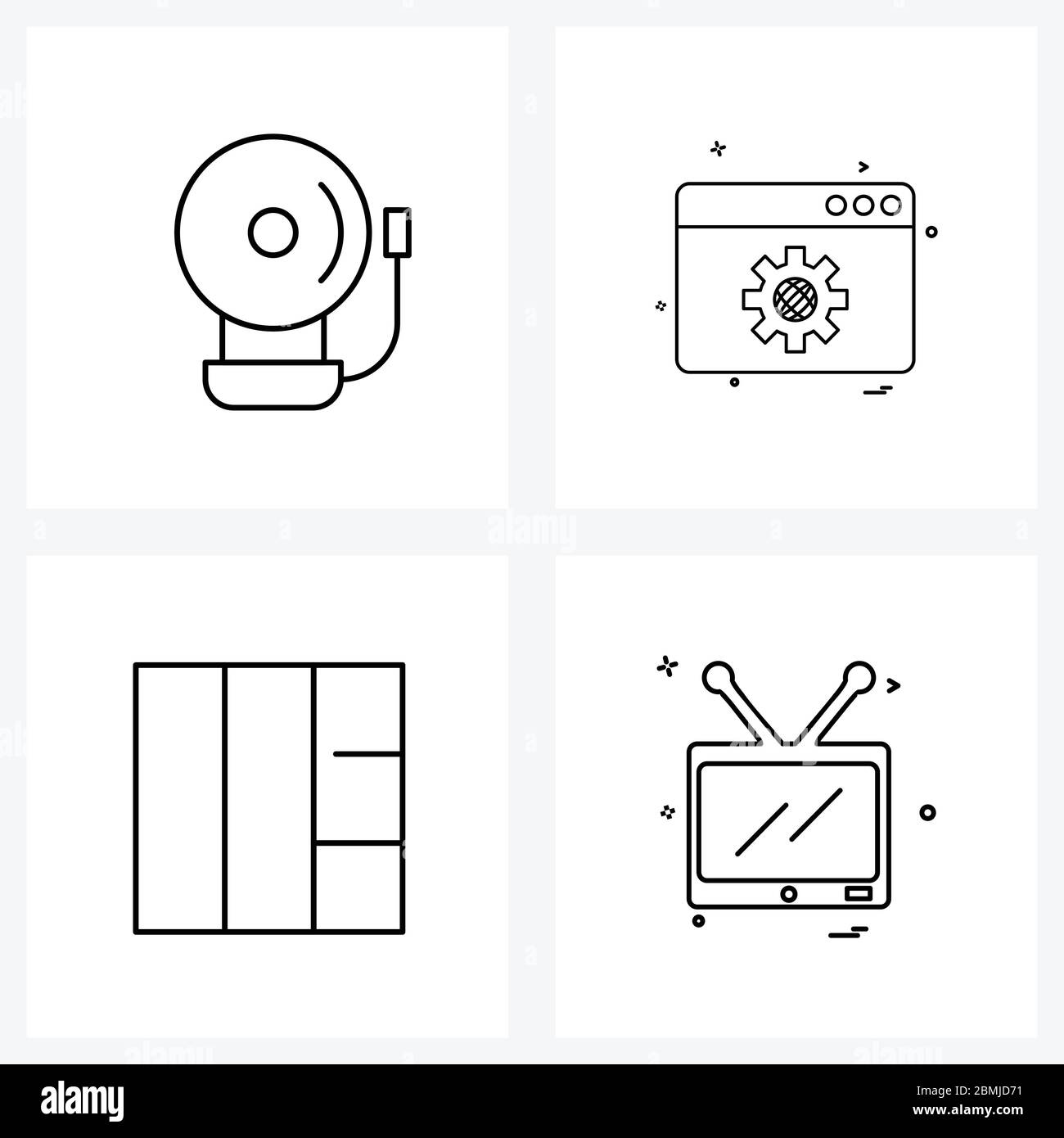Pixel Perfect Set of 4 Vector Line Icons such as alarm, grid, web ...