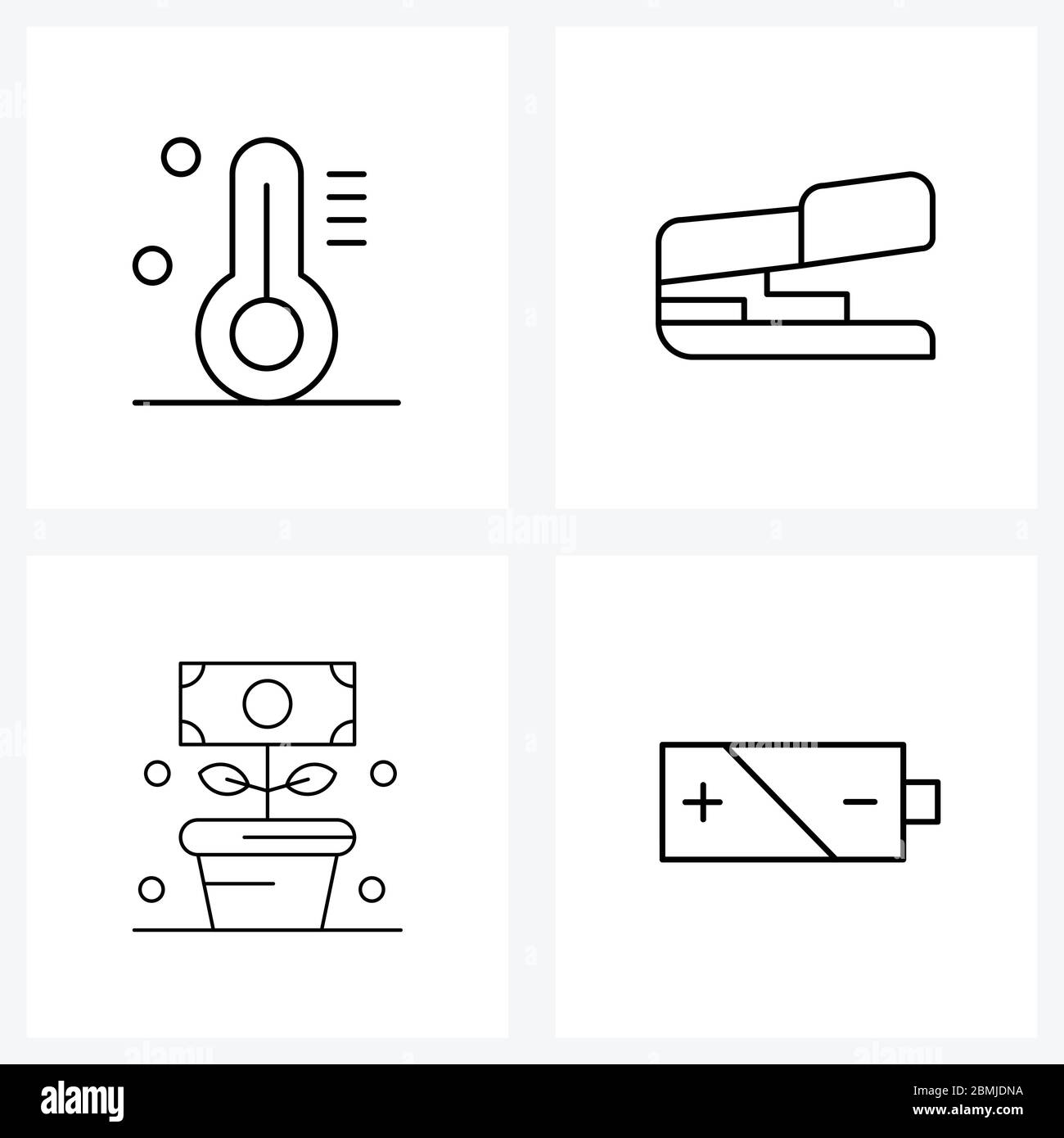 Modern Vector Line Illustration of 4 Simple Line Icons of temperature ...