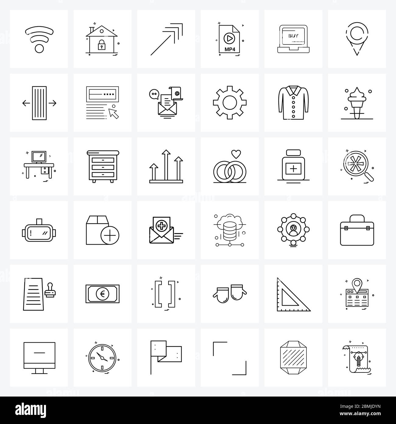 Modern Vector Line Illustration Of 36 Simple Line Icons Of Video File