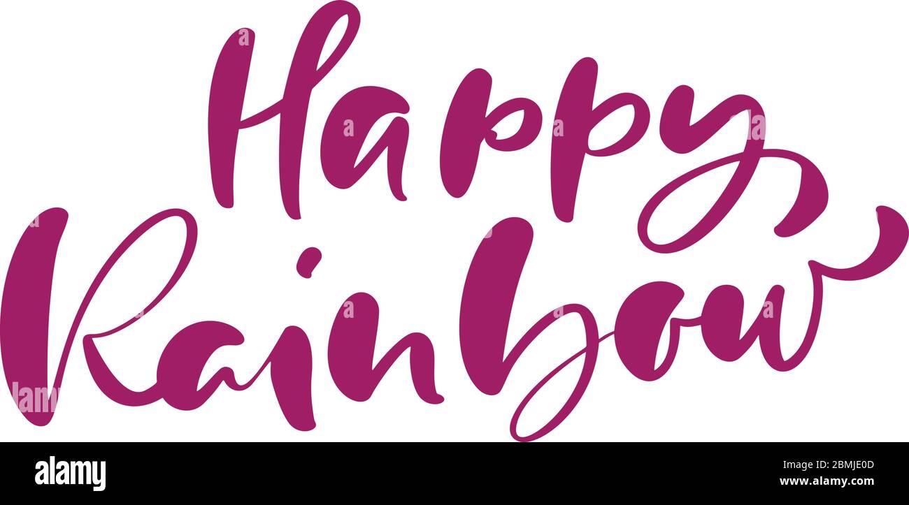 Happy Rainbow calligraphy lettering text for social media content ...