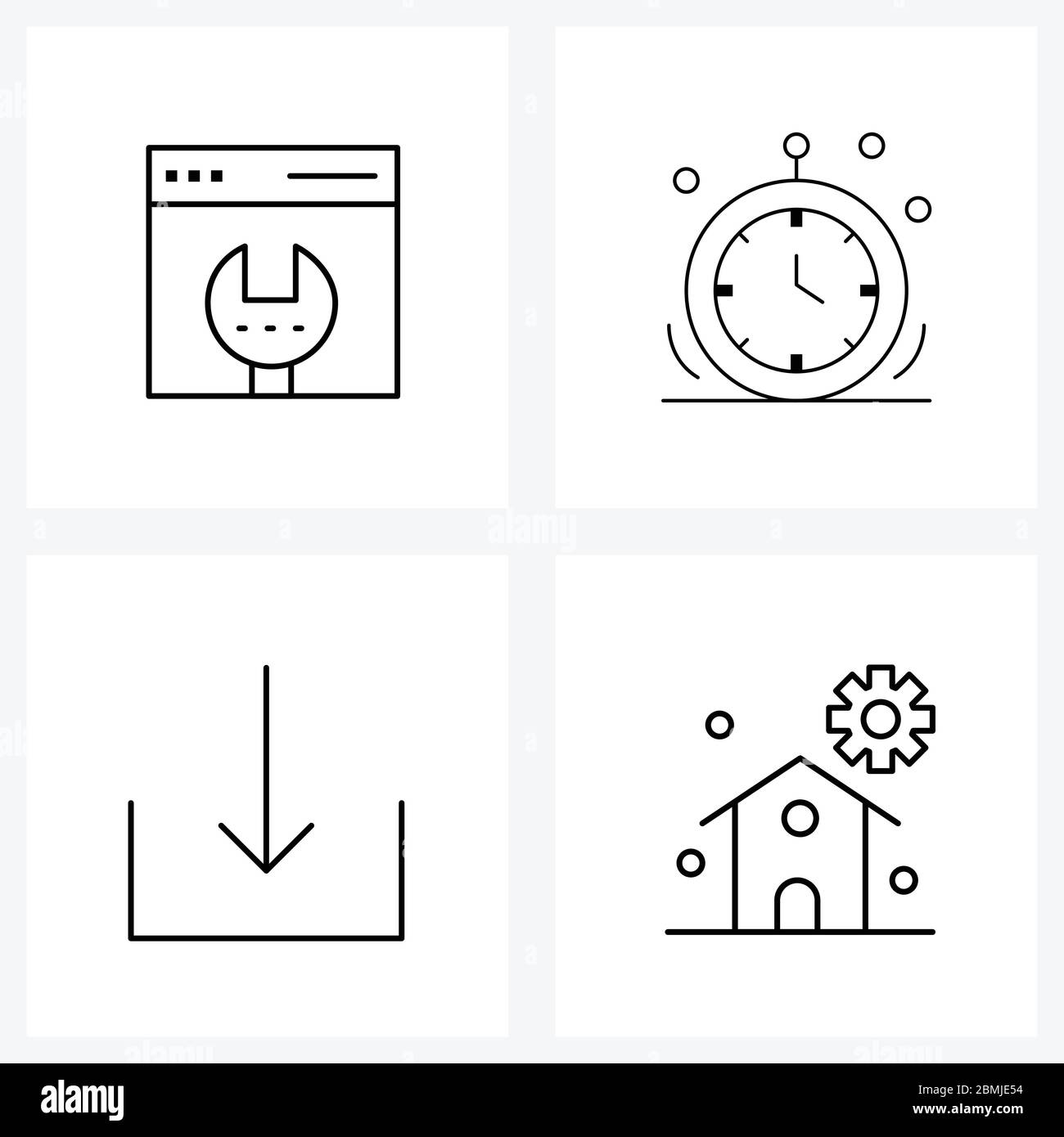 Set of 4 UI Icons and symbols for api, gear, programming, down, house ...