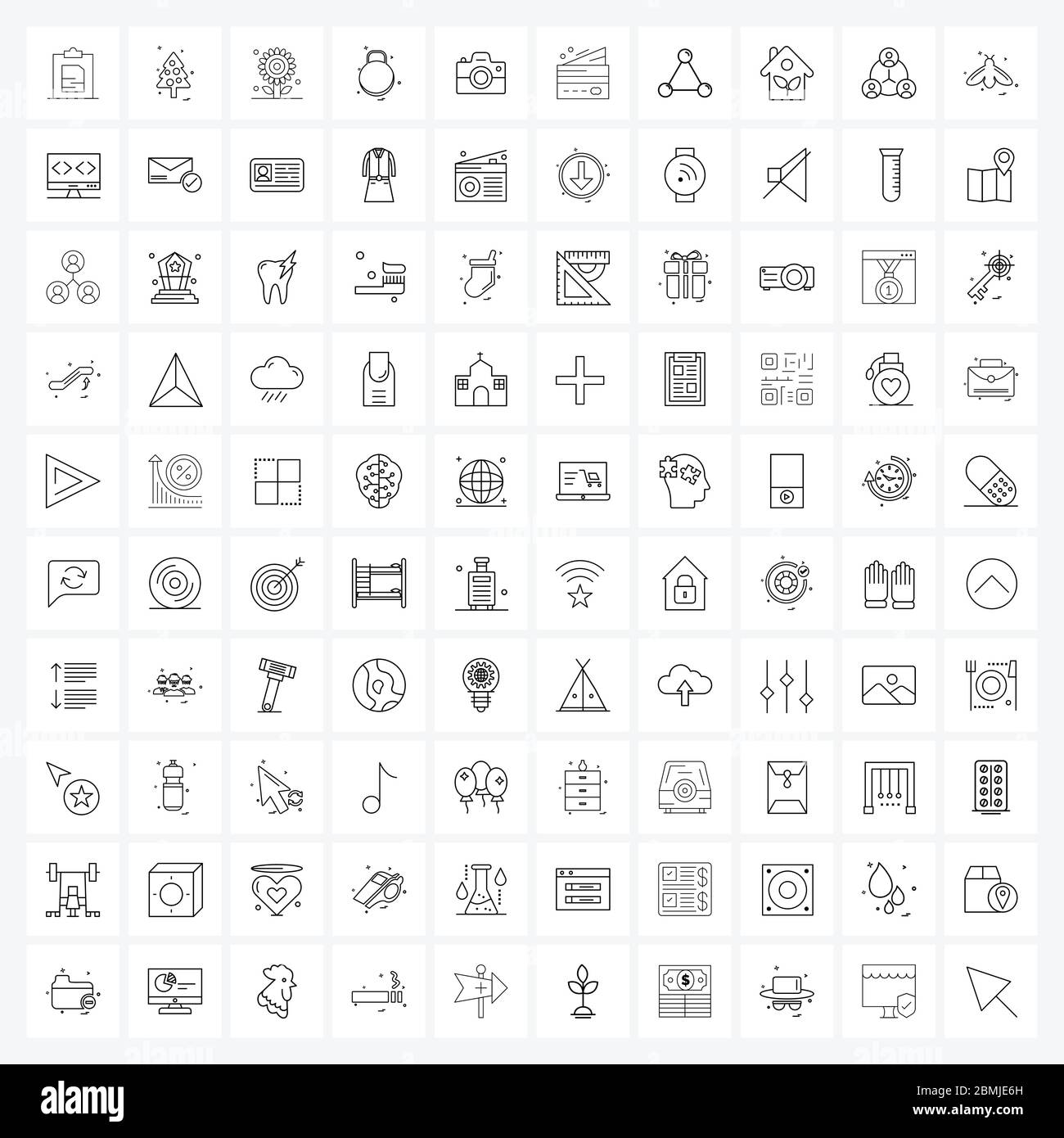 Universal Symbols of 100 Modern Line Icons of output device, camera ...