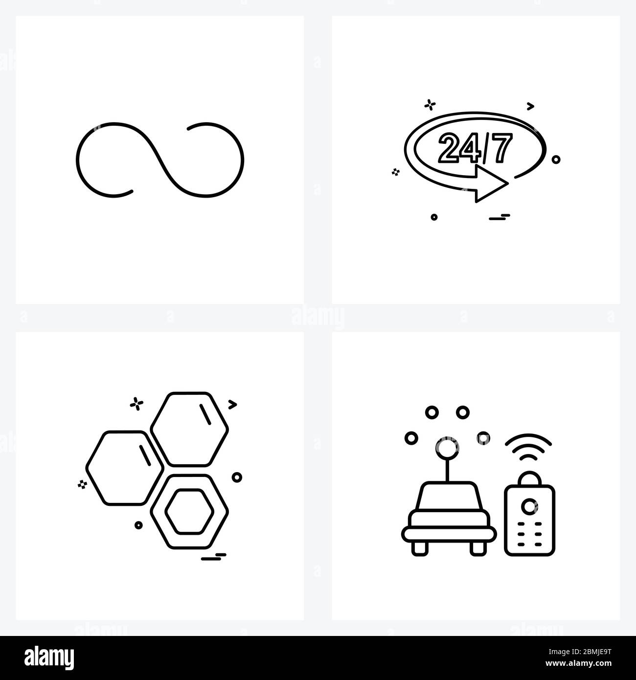 Set of 4 UI Icons and symbols for sign of infinity, cells, car Vector ...
