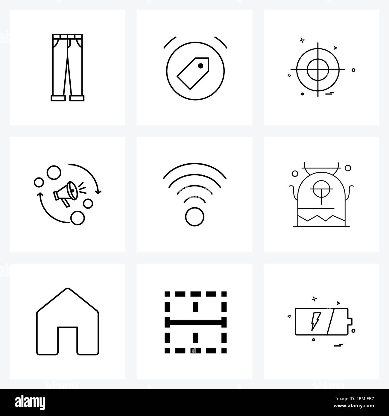 Universal Symbols of 9 Modern Line Icons of gps, money, focus, dollar ...