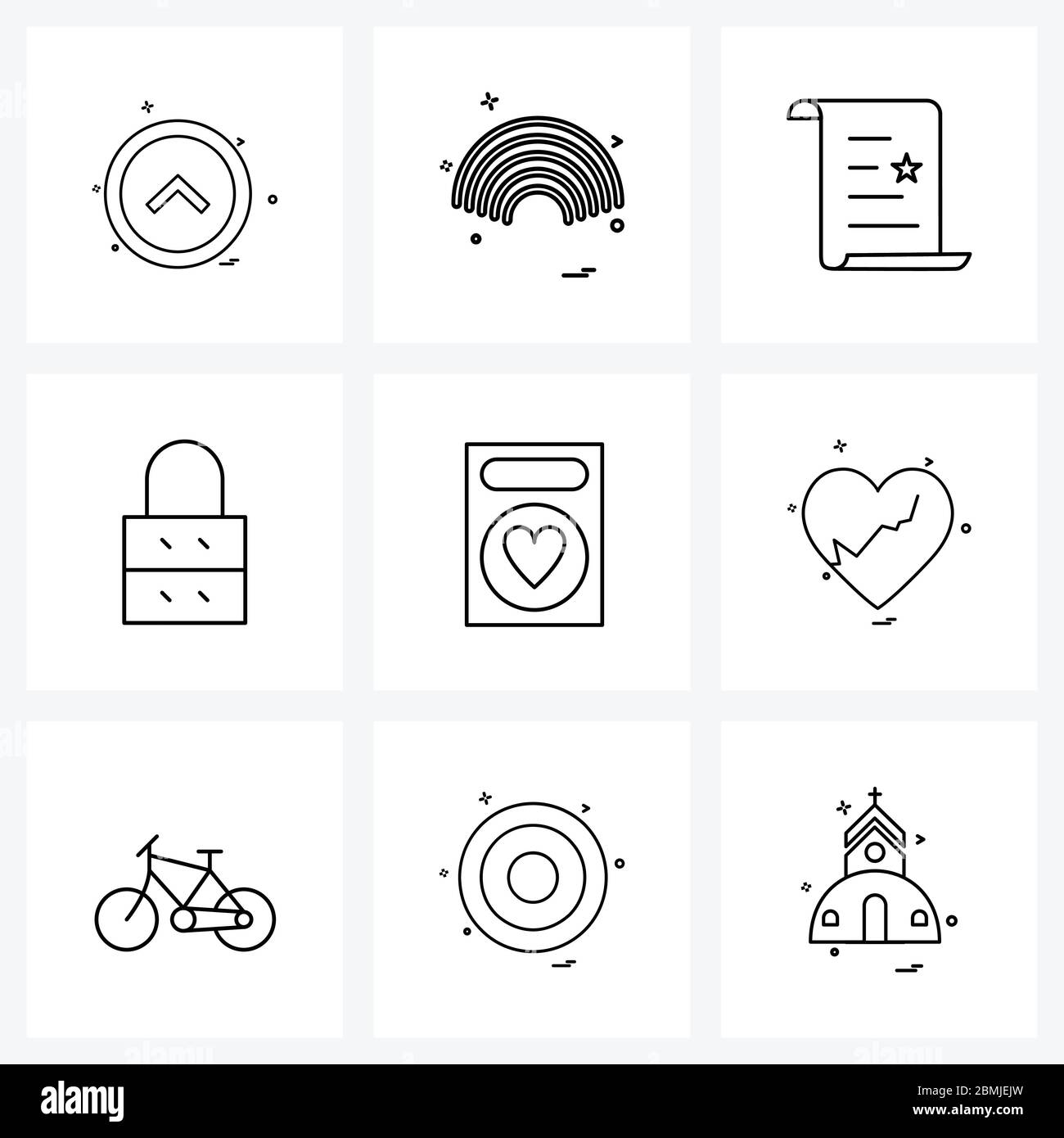 Line Icon Set of 9 Modern Symbols of lady, security, pleasant weather ...