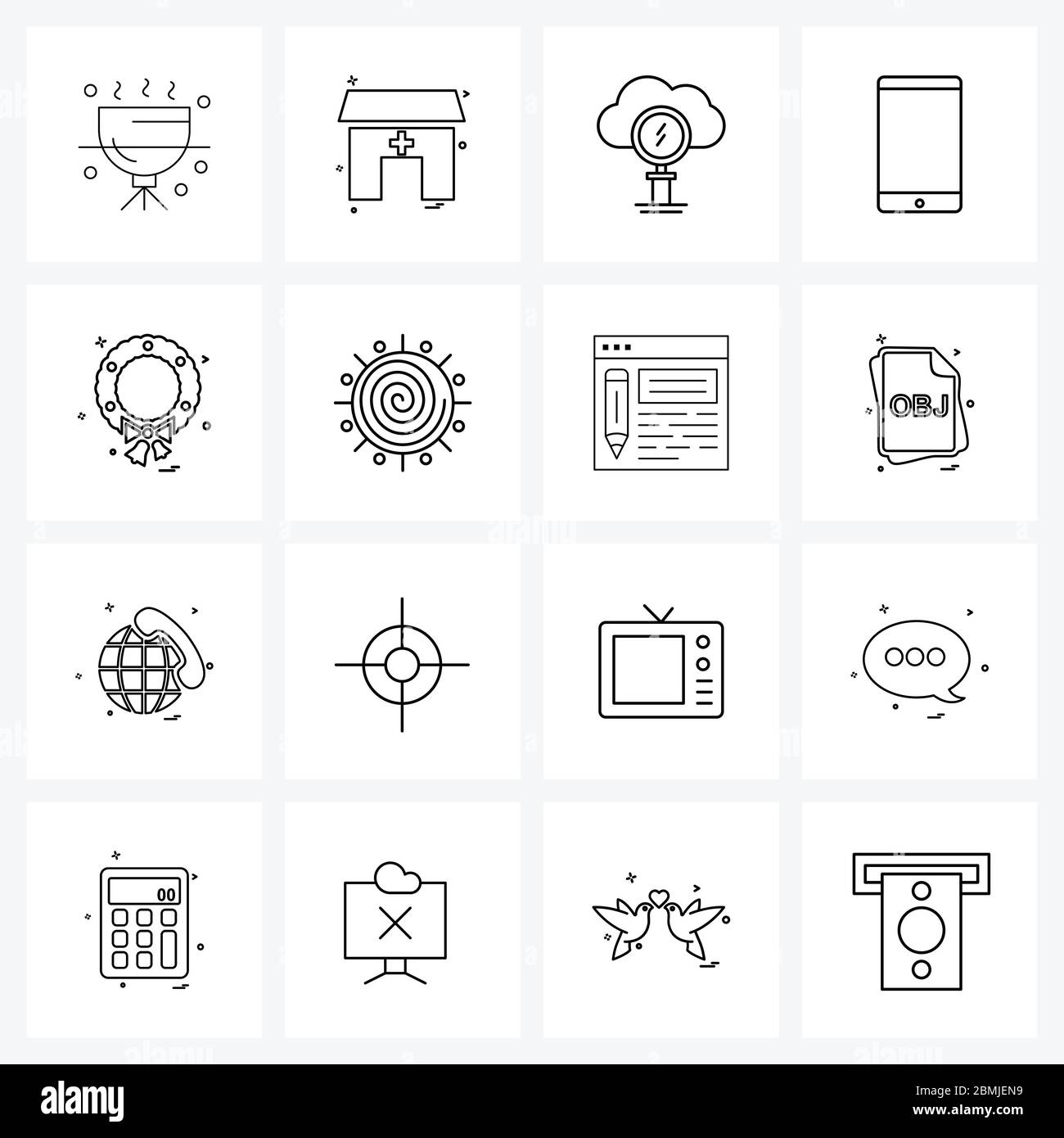 16 Universal Line Icon Pixel Perfect Symbols of internet, network ...
