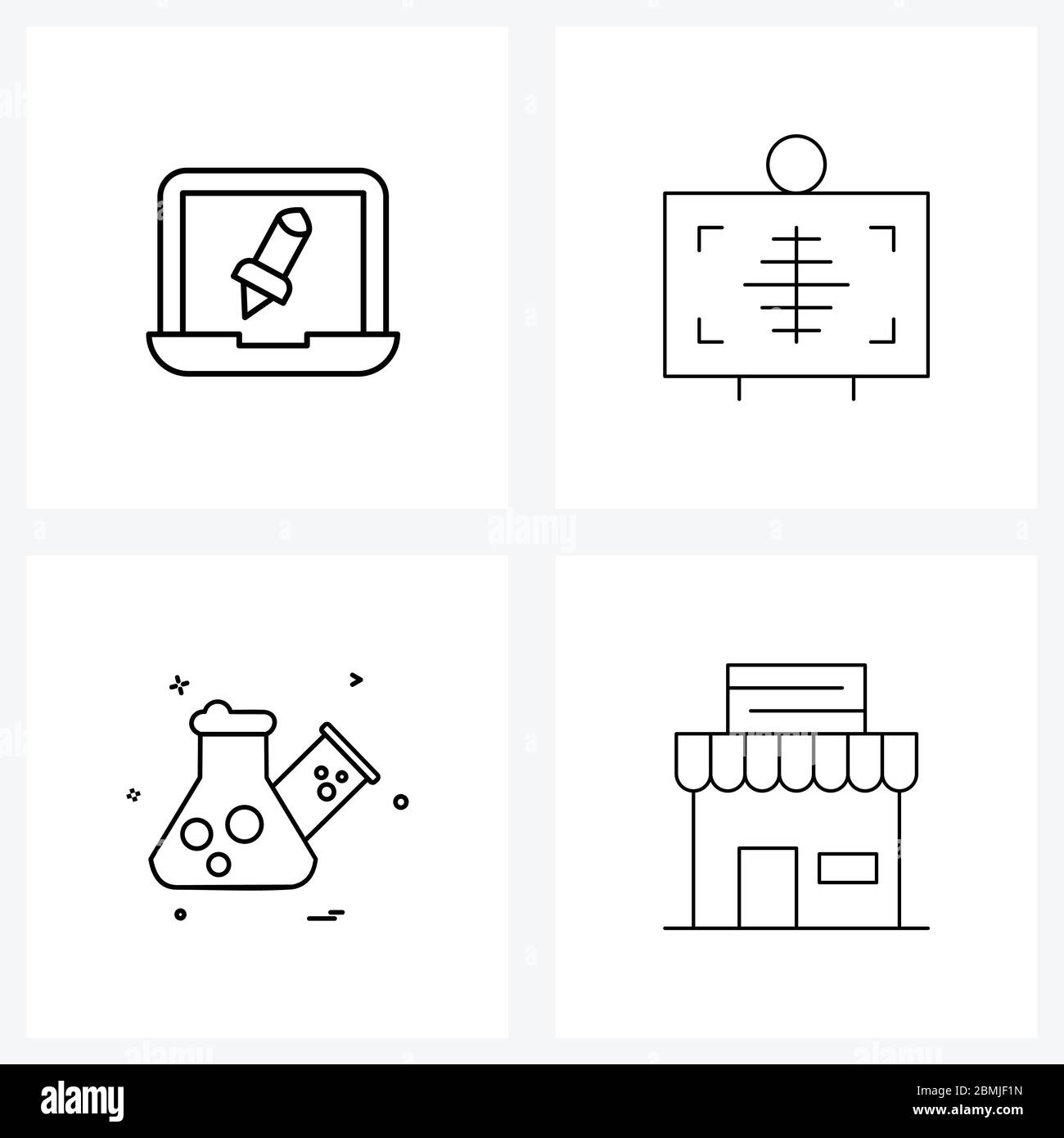 4 Universal Line Icon Pixel Perfect Symbols of cyber attack, beaker ...