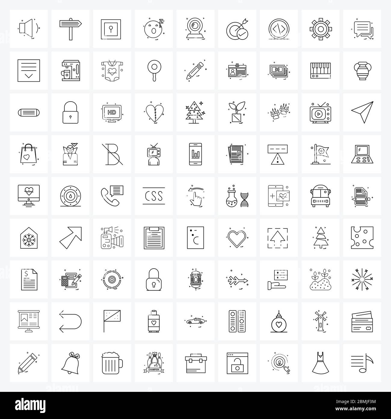 Universal Symbols of 81 Modern Line Icons of business, camera , lock ...
