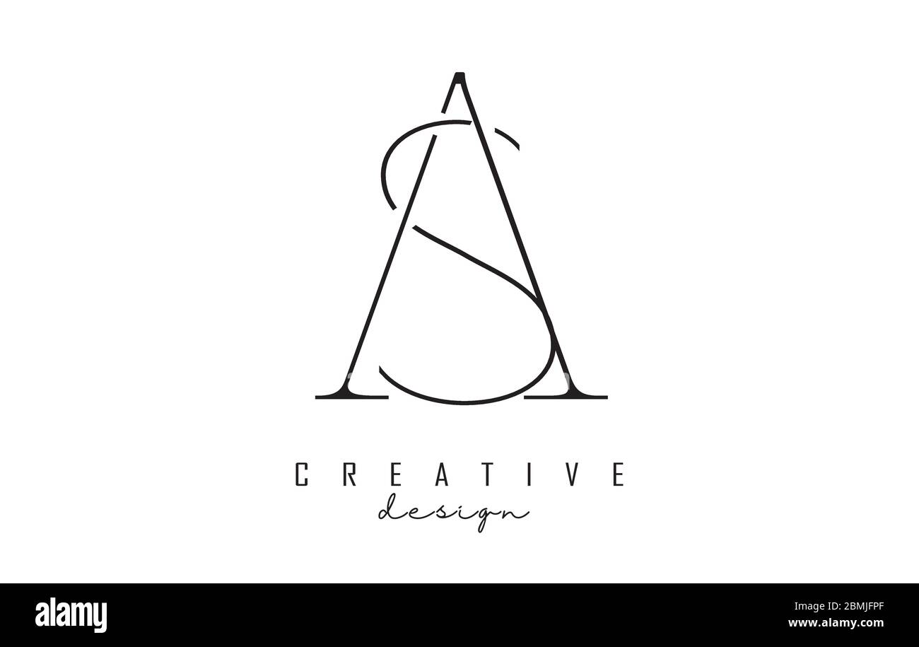 AS A S letter logo design. AS icon with serif font and an elegant and ...