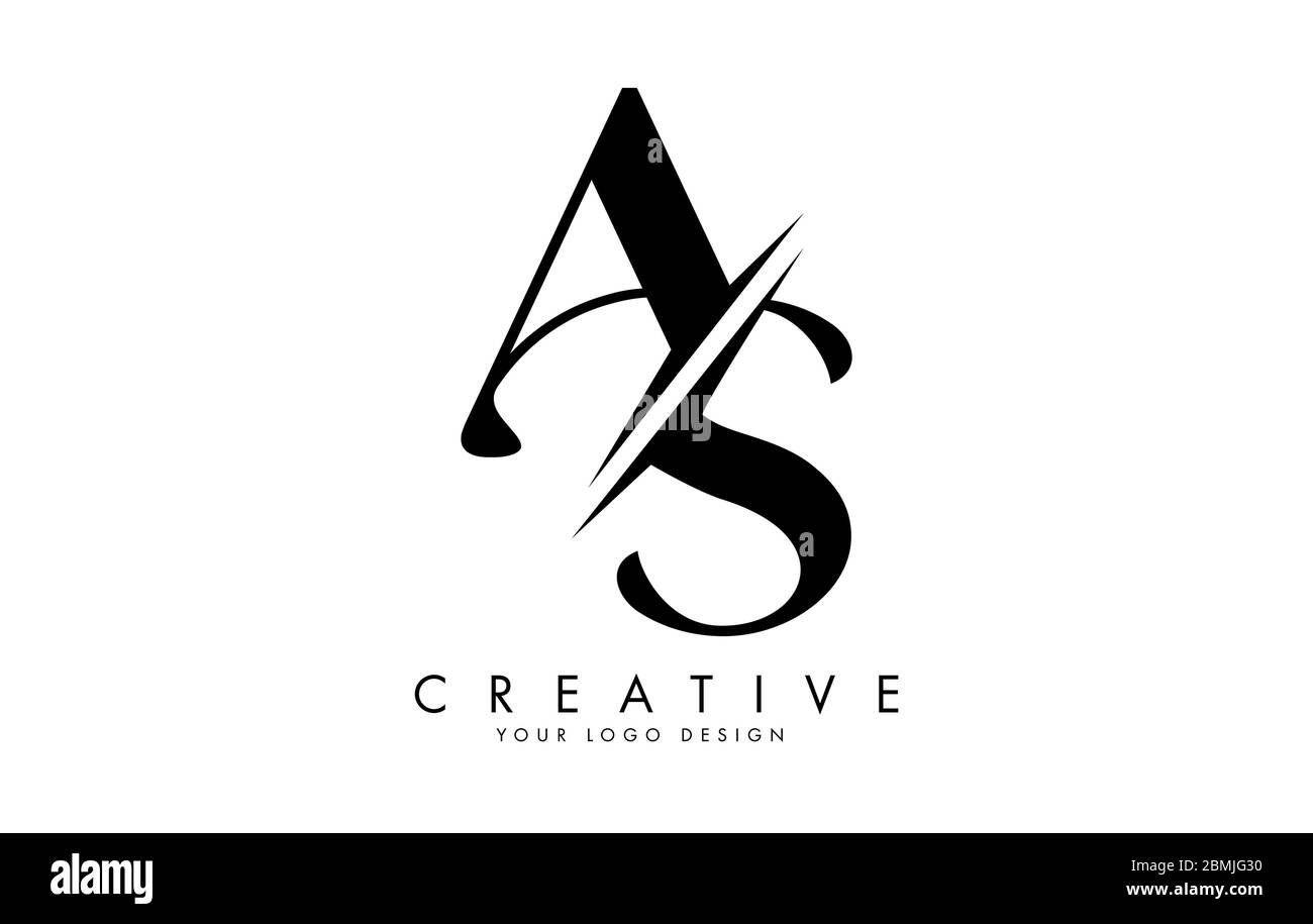 Handwritten AS A S letters with creative cut. Vector Illustration with ...