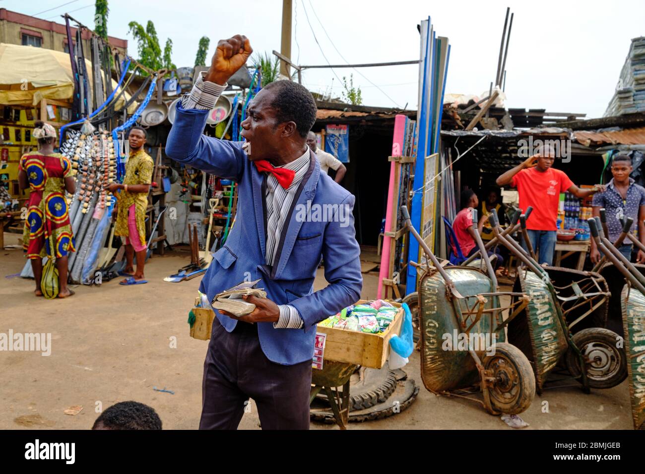 Evangelist preacher screaming in the streets of Abakaliki with a bible ...