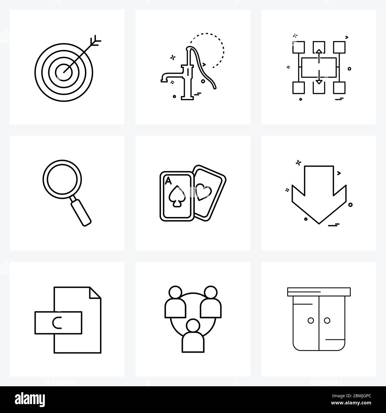 9 Universal Icons Pixel Perfect Symbols of game, poker card, networking ...