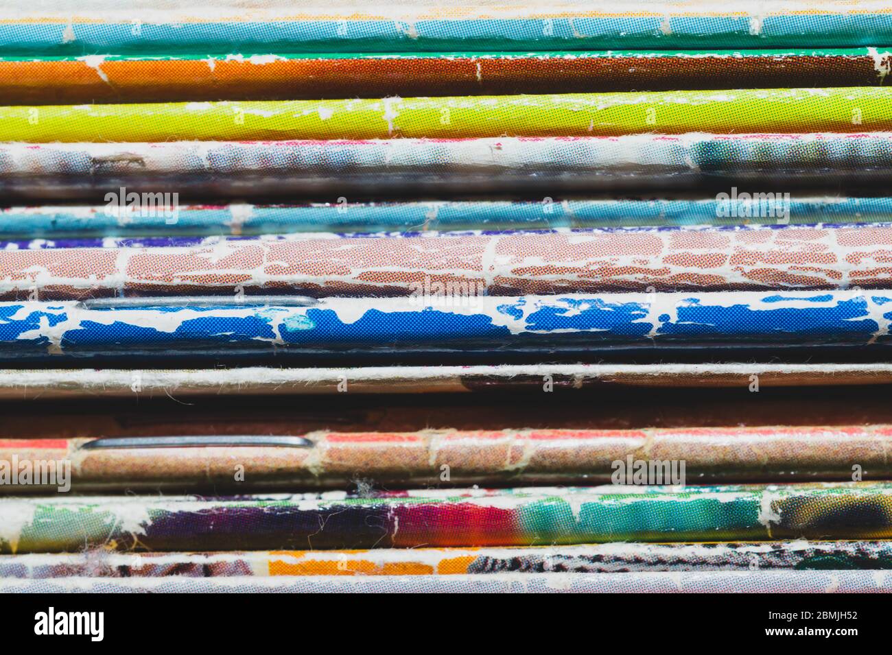 Stack of old magazines. pile of retro newspapers. vintage journals lie ...