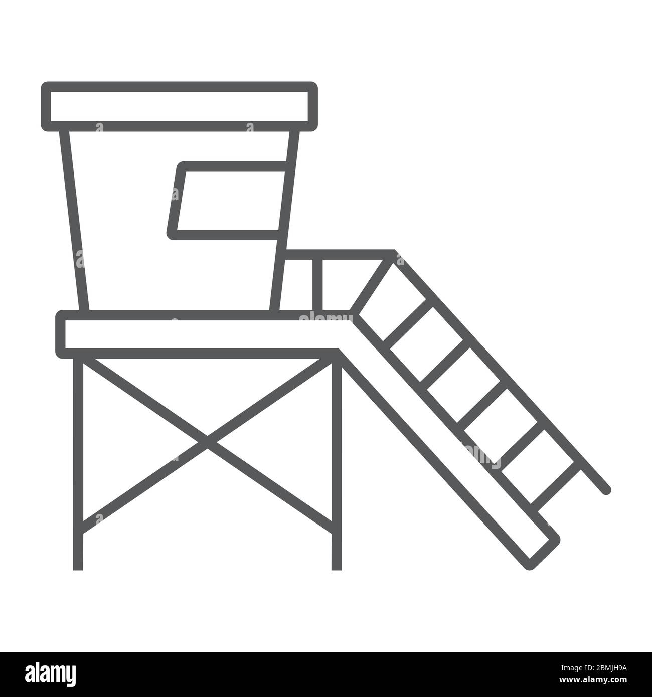 Lifeguard tower thin line icon, tourism and beach, beach lifeguard sign ...