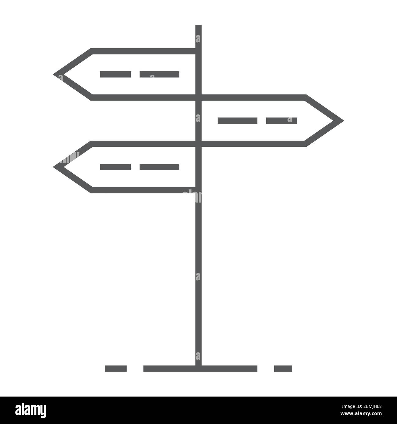 Signpost thin line icon, post and arrow, road sign vector graphics, a ...