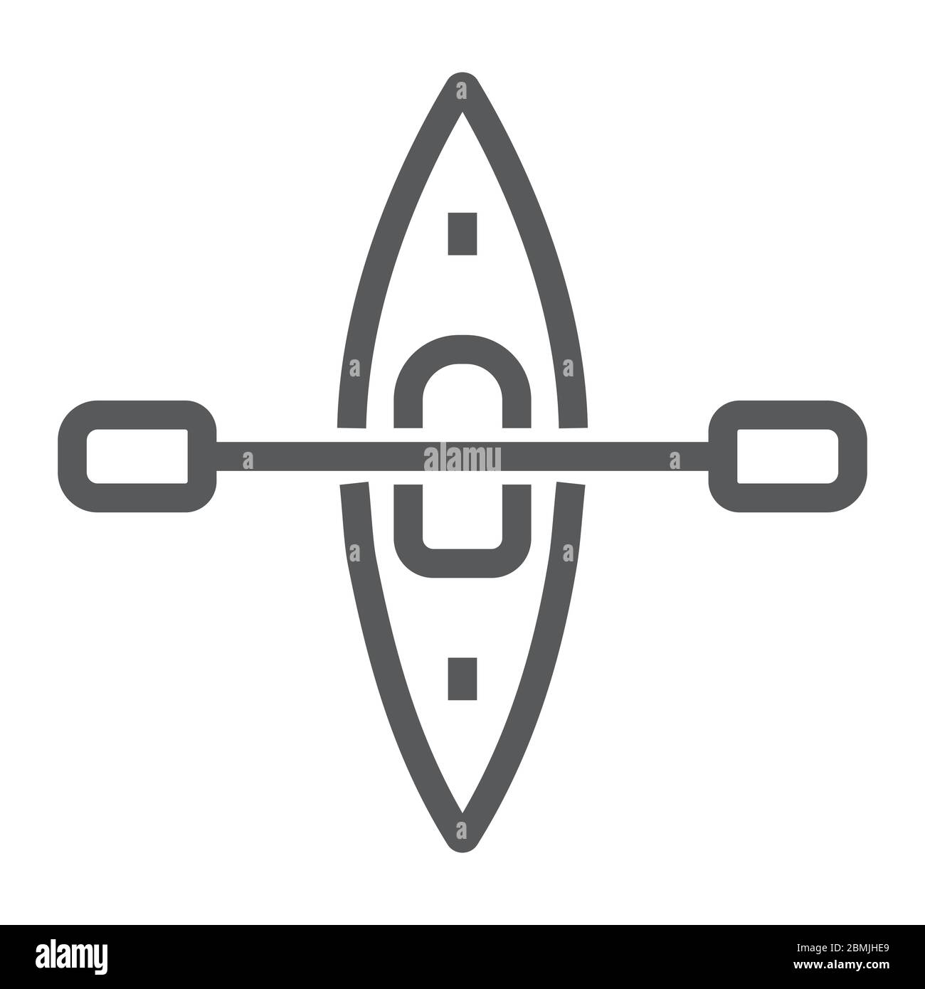 Kayak line icon, tourism and canoe, rowing boat sign vector graphics, a ...
