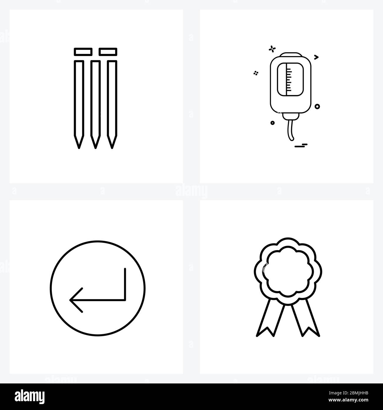 Line Icon Set of 4 Modern Symbols of wicket, circle, sport, health ...
