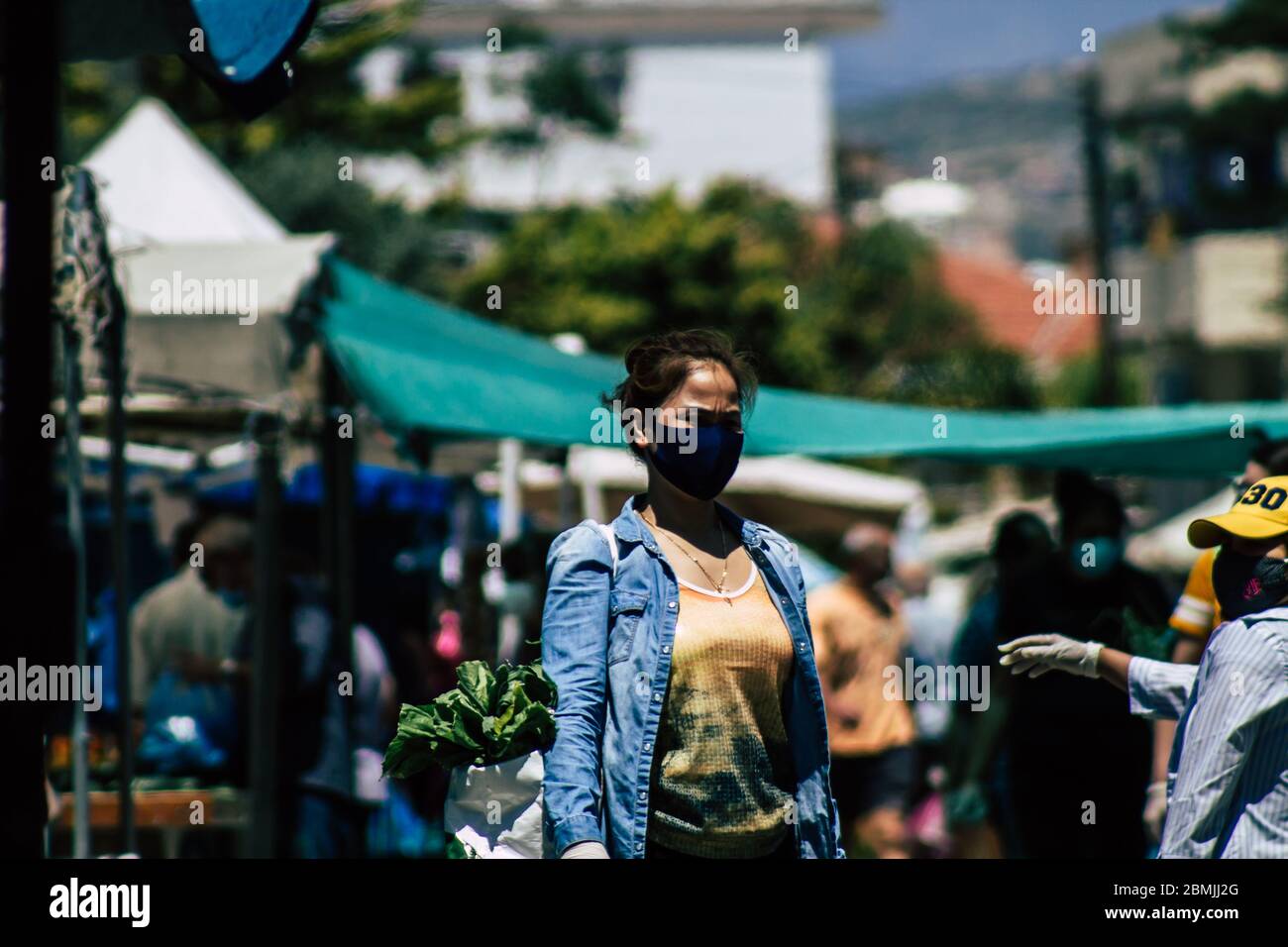 Limassol Cyprus May 09, 2020 View of an unidentified people with a face ...