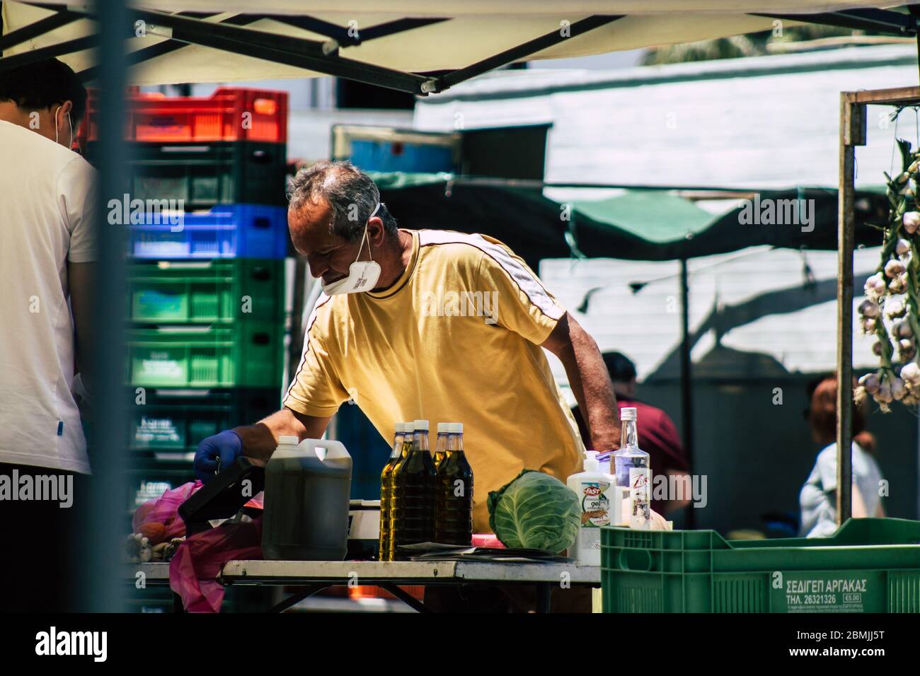 Limassol Cyprus May 09, 2020 View of an unidentified people with a face ...