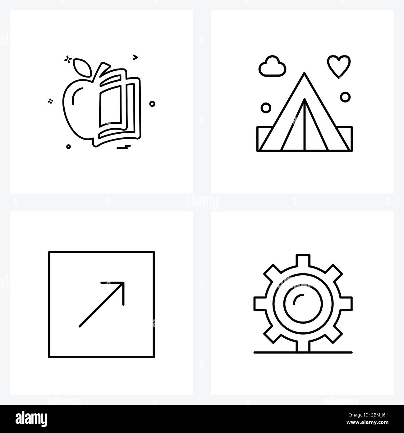 Stock Vector Icon Set of 4 Line Symbols for apple, arrow, education ...