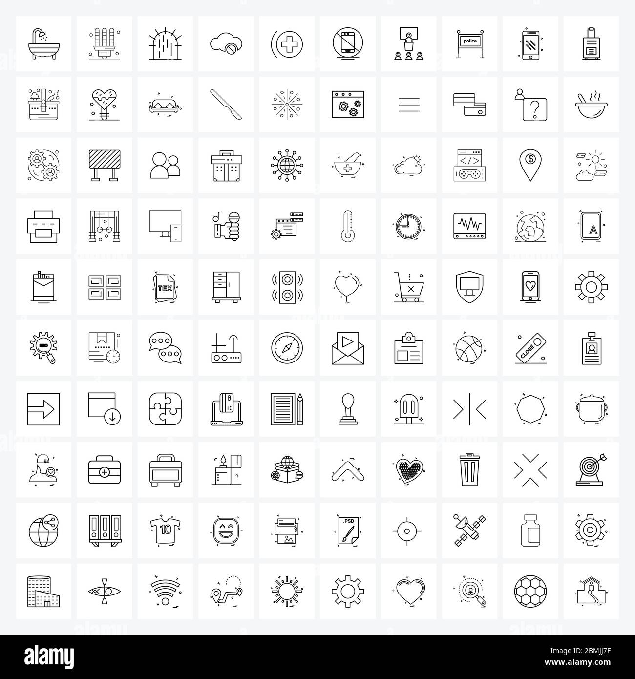 Universal Symbols of 100 Modern Line Icons of cloud computing, not ...
