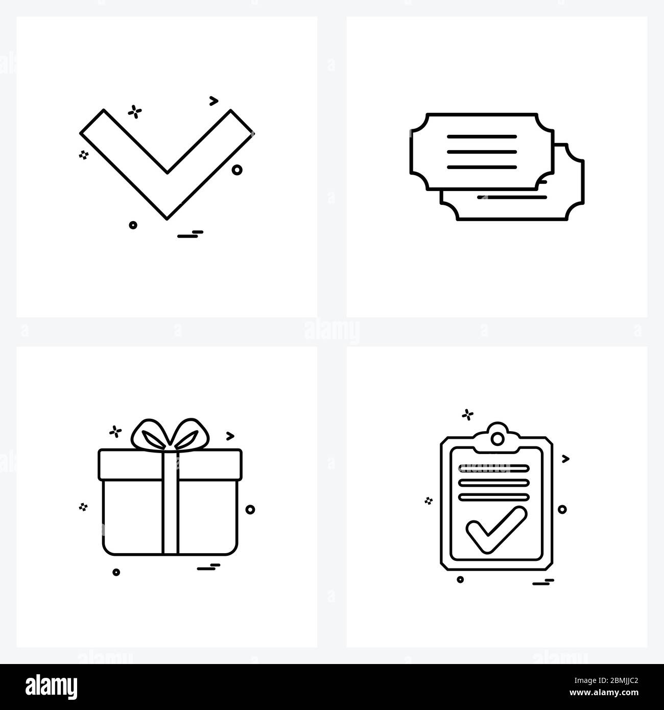 Set of 4 Line Icon Signs and Symbols of ui, gift, down, tokens ...