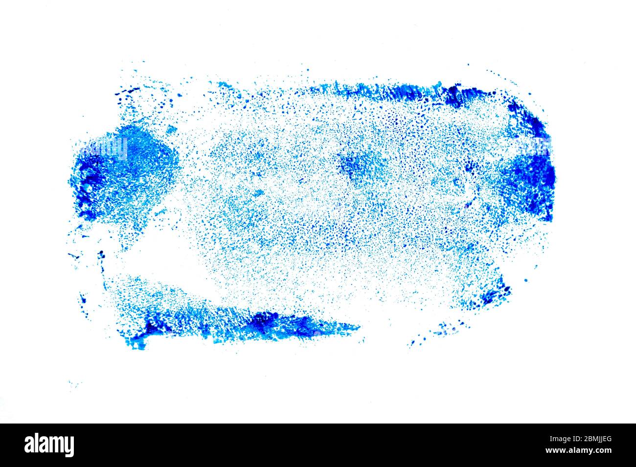 Blue color ink in square shape textured background as stamp or frame ...