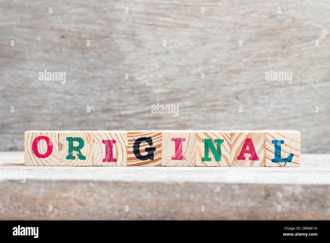 Alphabet letter block in word original on wood background Stock Photo ...