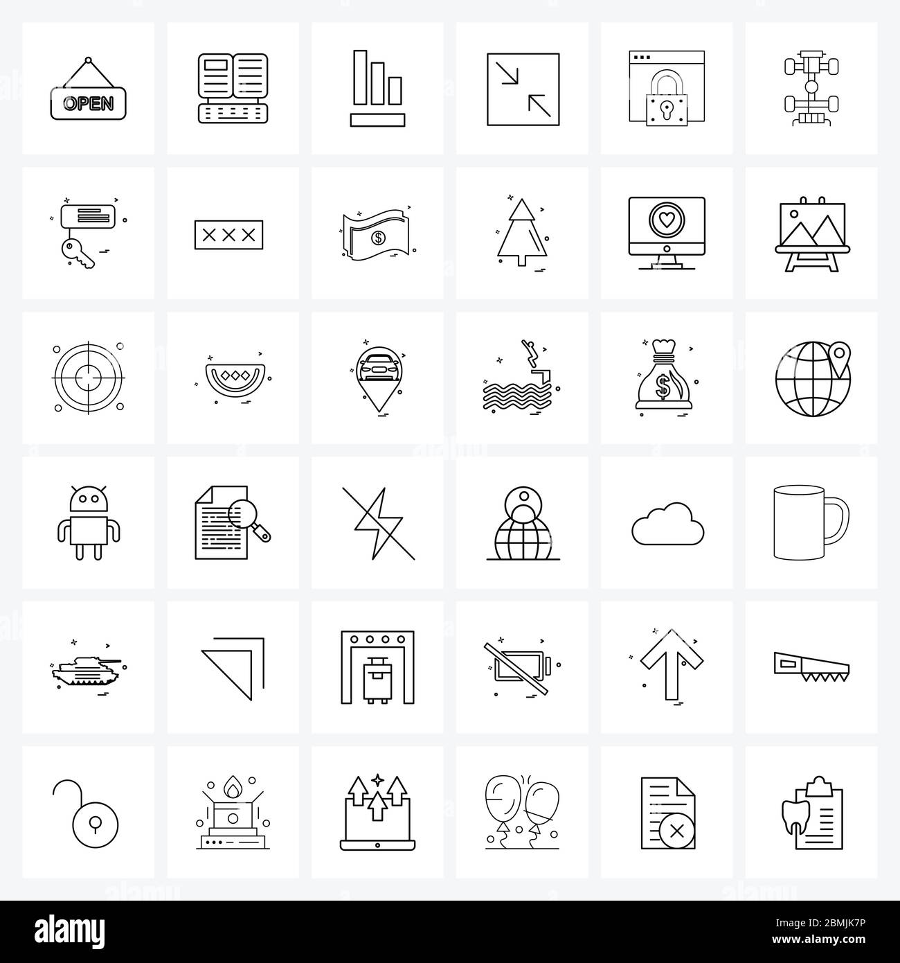36 Universal Line Icons for Web and Mobile protection, lock, graph ...