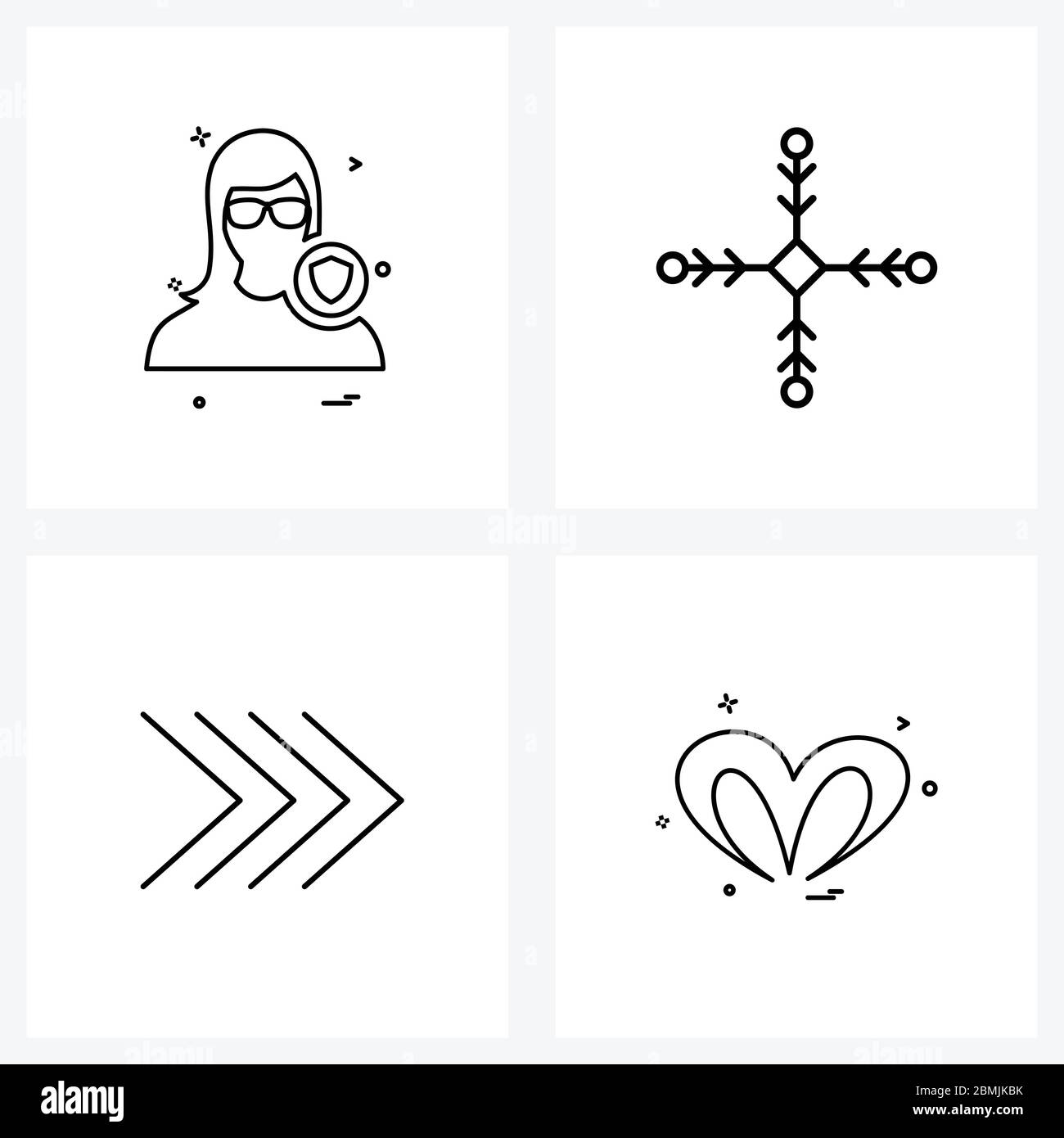 Pixel Perfect Set of 4 Vector Line Icons such as avatar, arrow, avtar ...