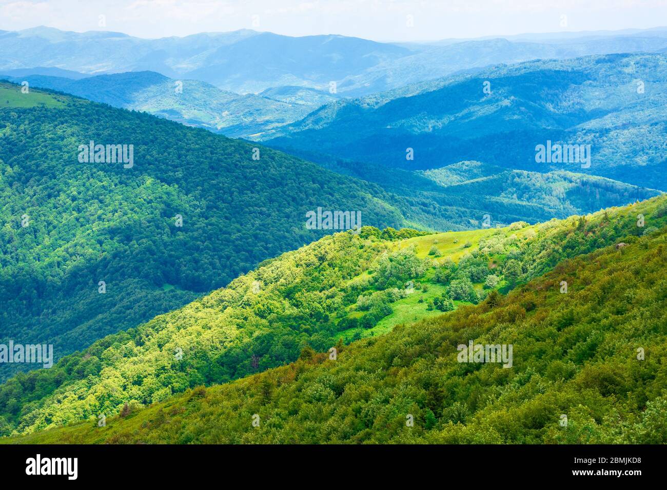great alpine scenery in summertime. beautiful nature in fresh green and ...