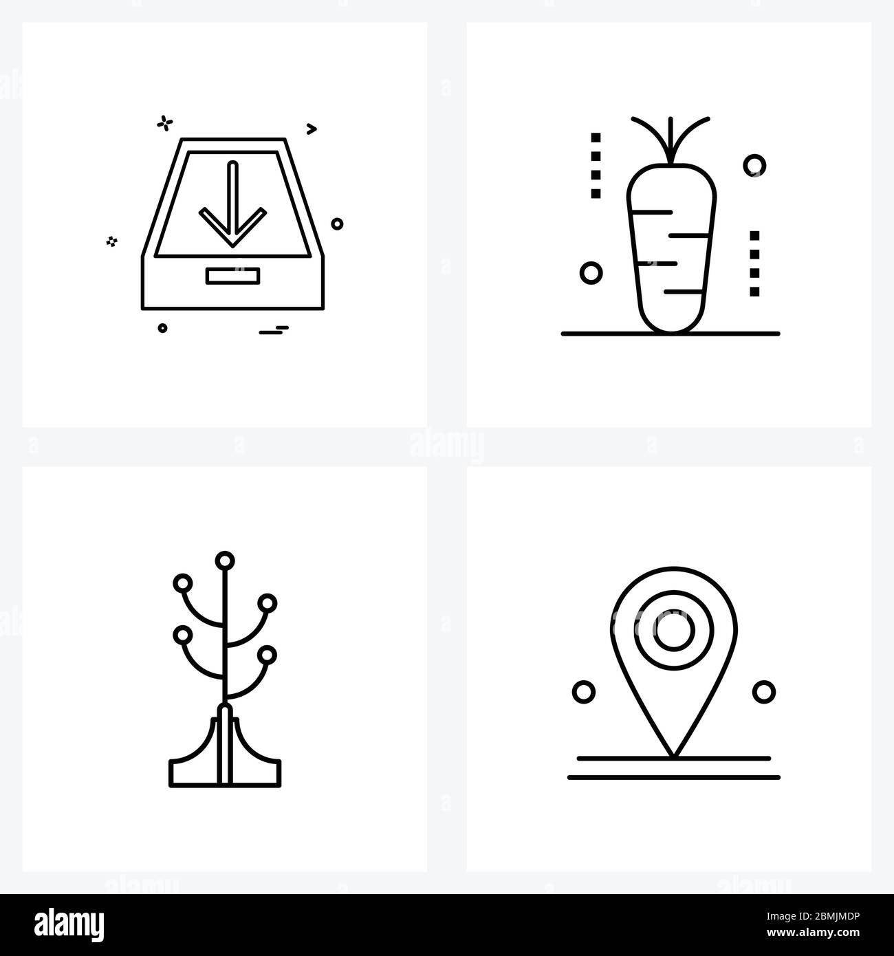 Set of 4 UI Icons and symbols for drop box, coat, internet, food, hat ...