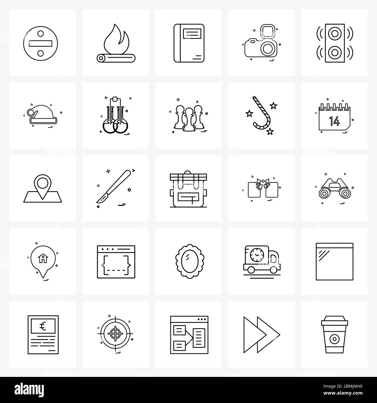 Set of 25 UI Icons and symbols for secure, detector, note, photo ...