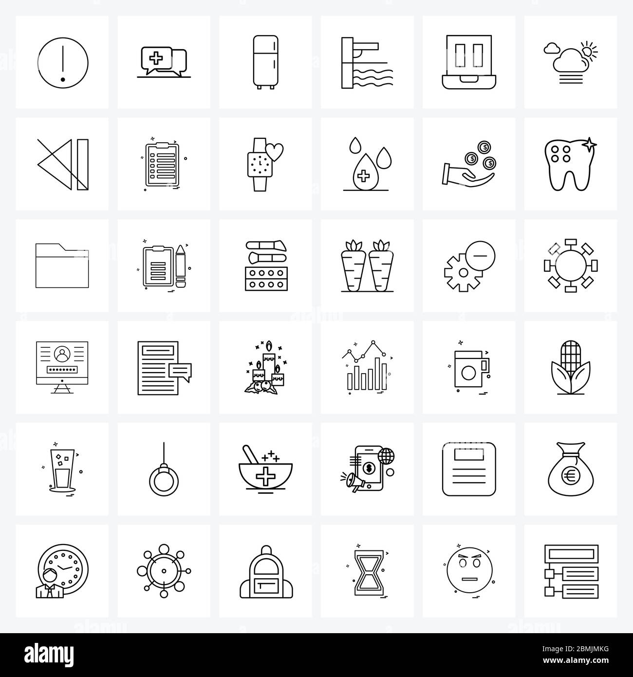 36 Universal Line Icon Pixel Perfect Symbols of media, computer ...