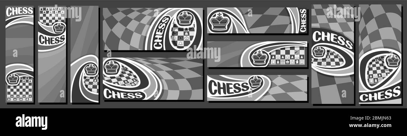 Vector set of Chess Banners, vertical and horizontal decorative art ...