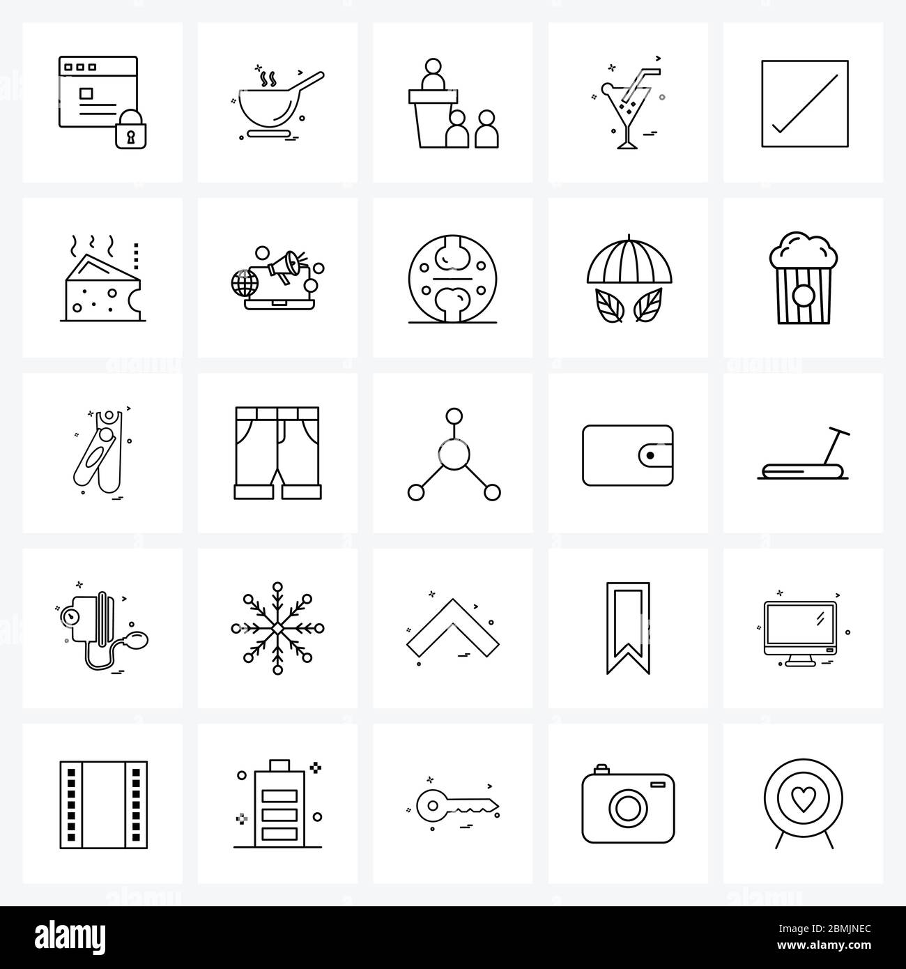 Set of 25 Line Icon Signs and Symbols of select, confirm, seminar, box ...