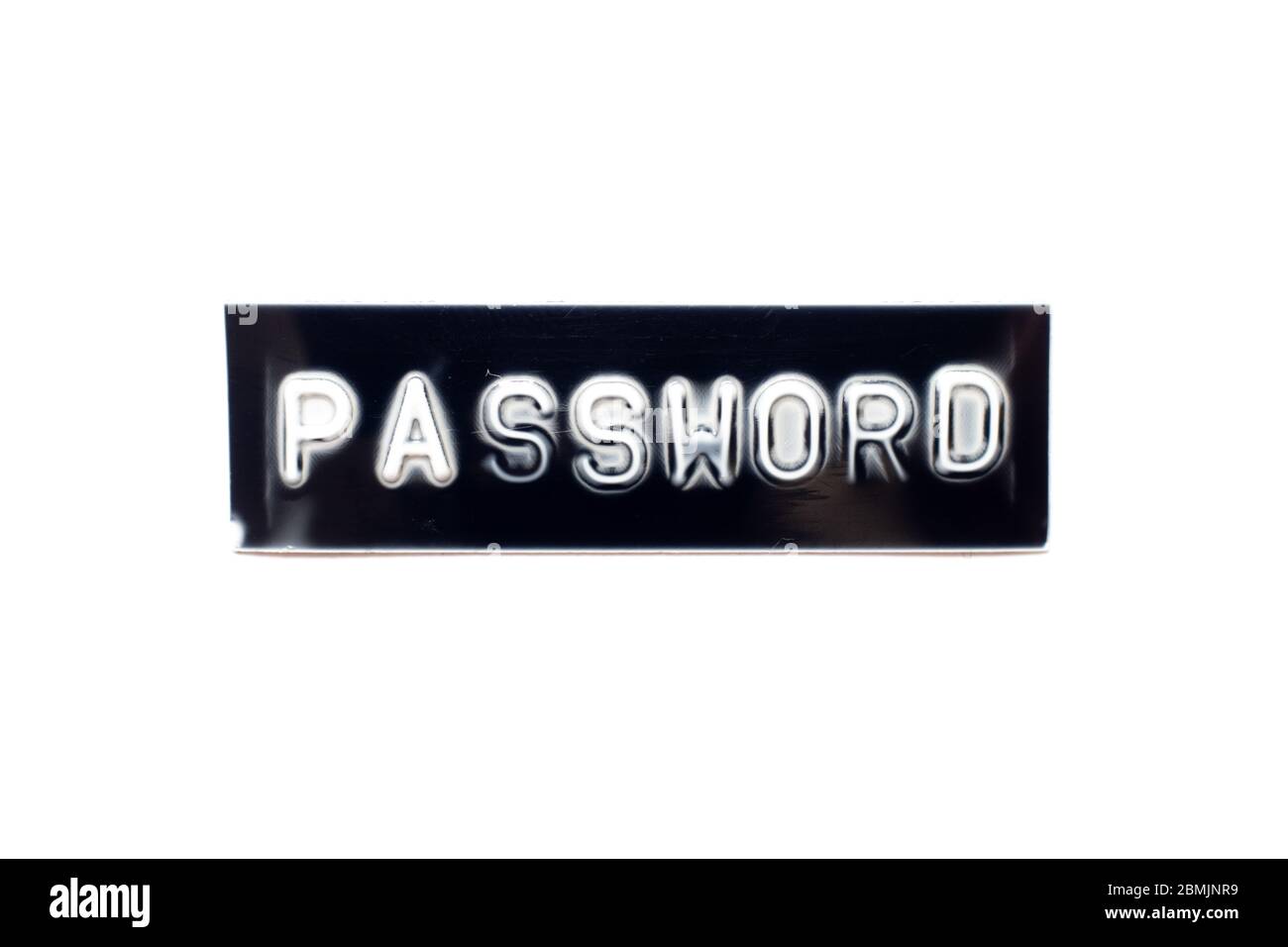 Embossed letter in word password in black banner on white background ...