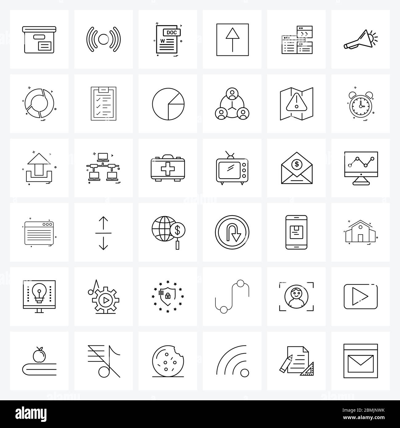 Set Of 36 Simple Line Icons For Web And Print Such As Application Up
