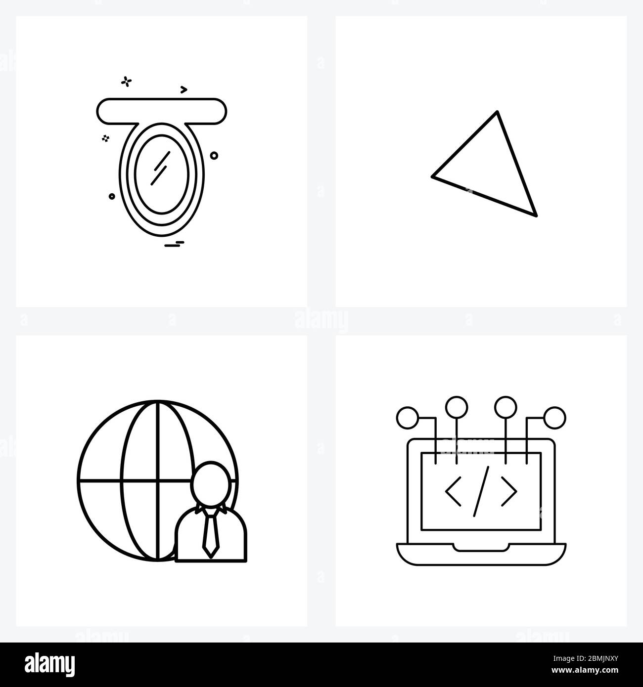 Simple Set of 4 Line Icons such as mirror, avatar, cursor, globe ...