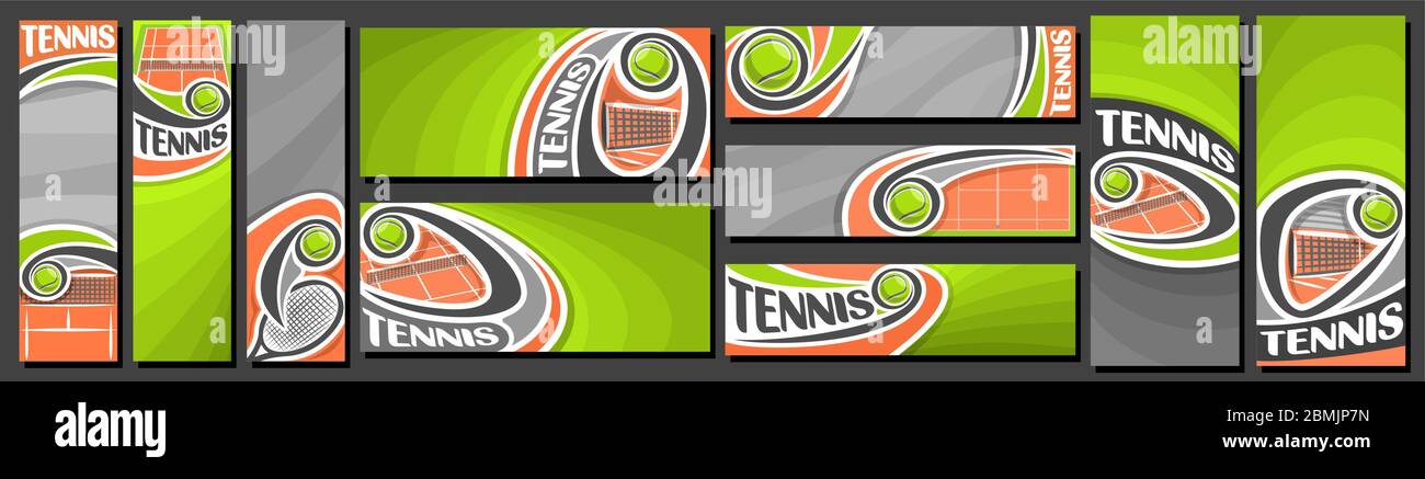 Vector set of Tennis Banners, vertical and horizontal decorative art ...
