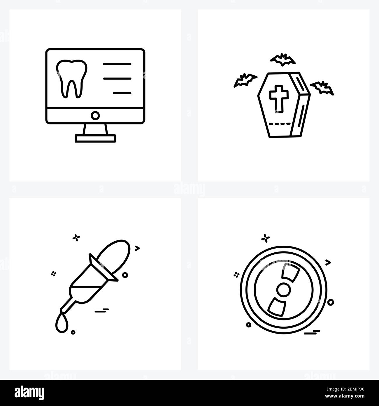 Isolated Symbols Set of 4 Simple Line Icons of computer, health ...