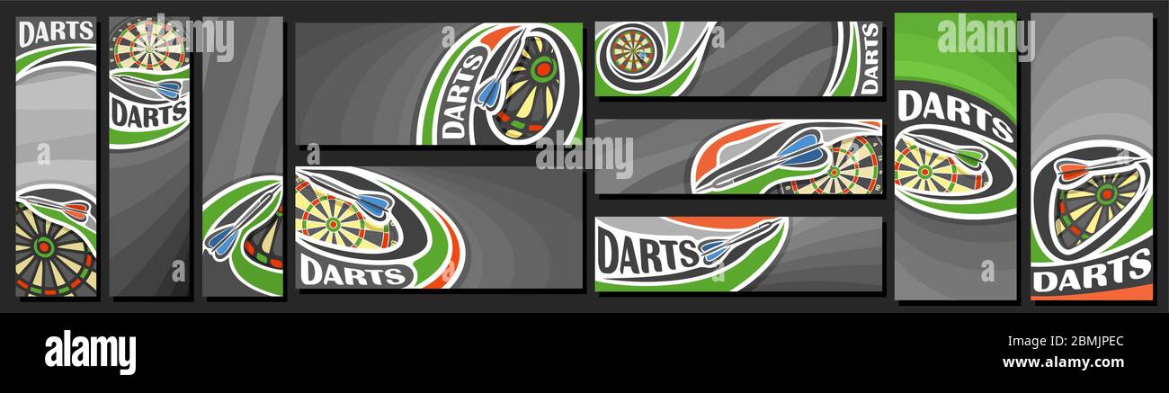 Vector set of Darts Banners, vertical and horizontal decorative art ...