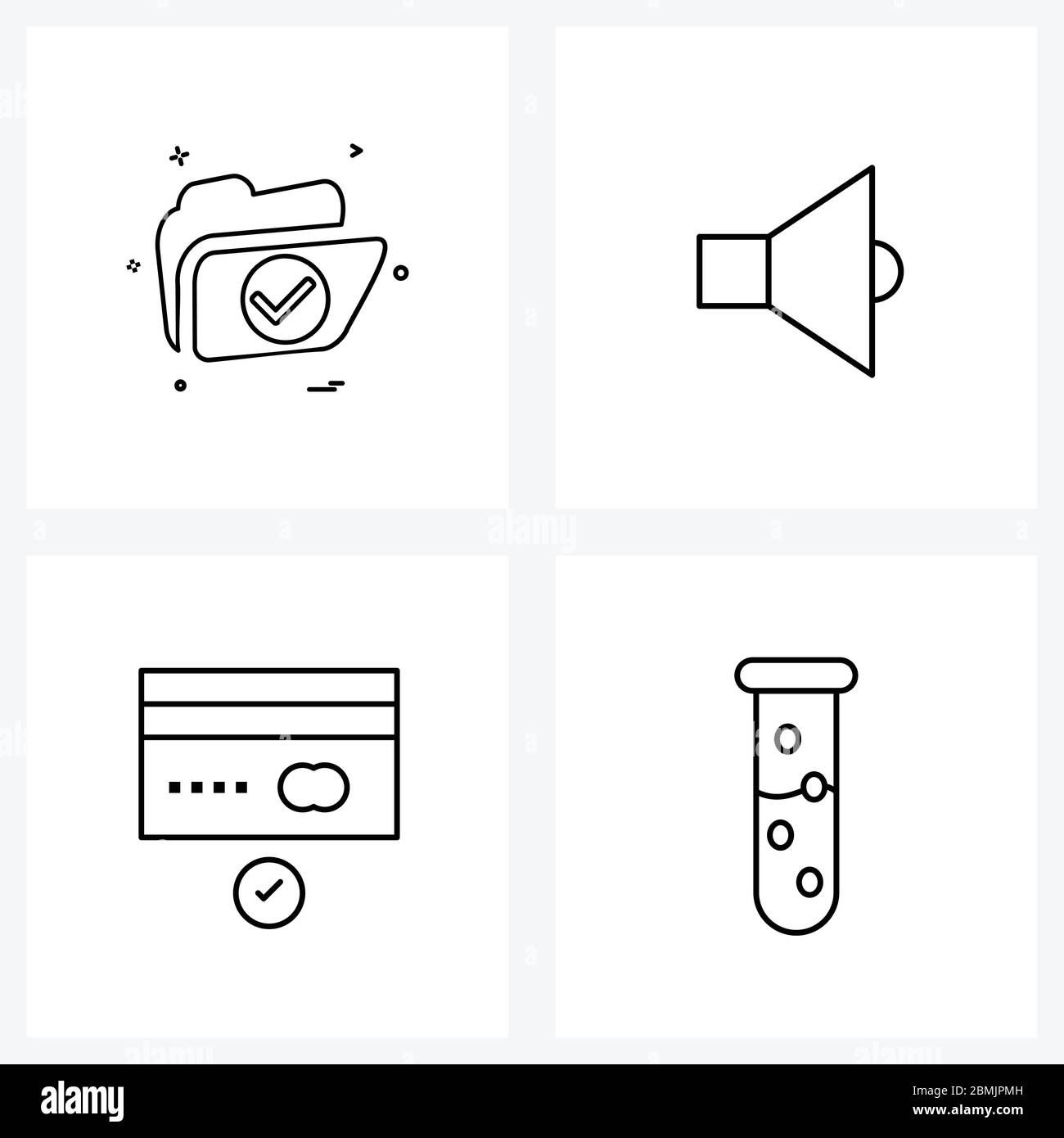 Stock Vector Icon Set of 4 Line Symbols for folder, card, folder, sound ...