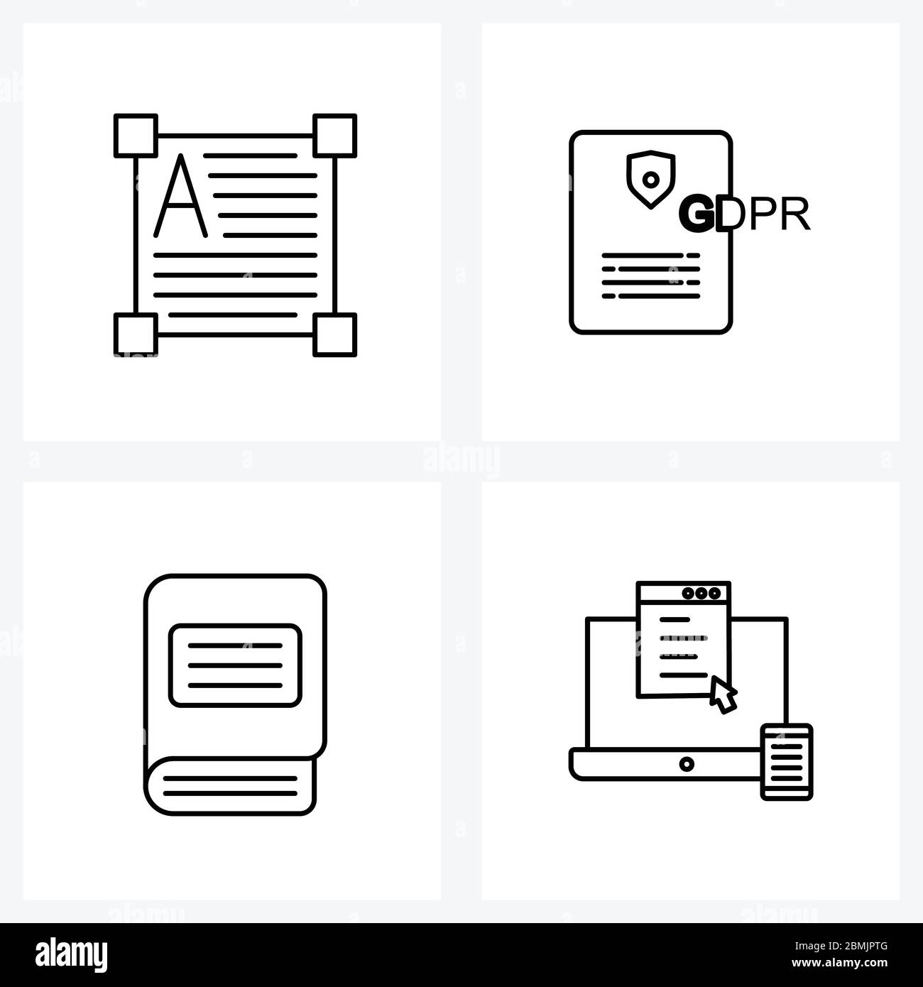 Stock Vector Icon Set of 4 Line Symbols for adjust, book, processing ...