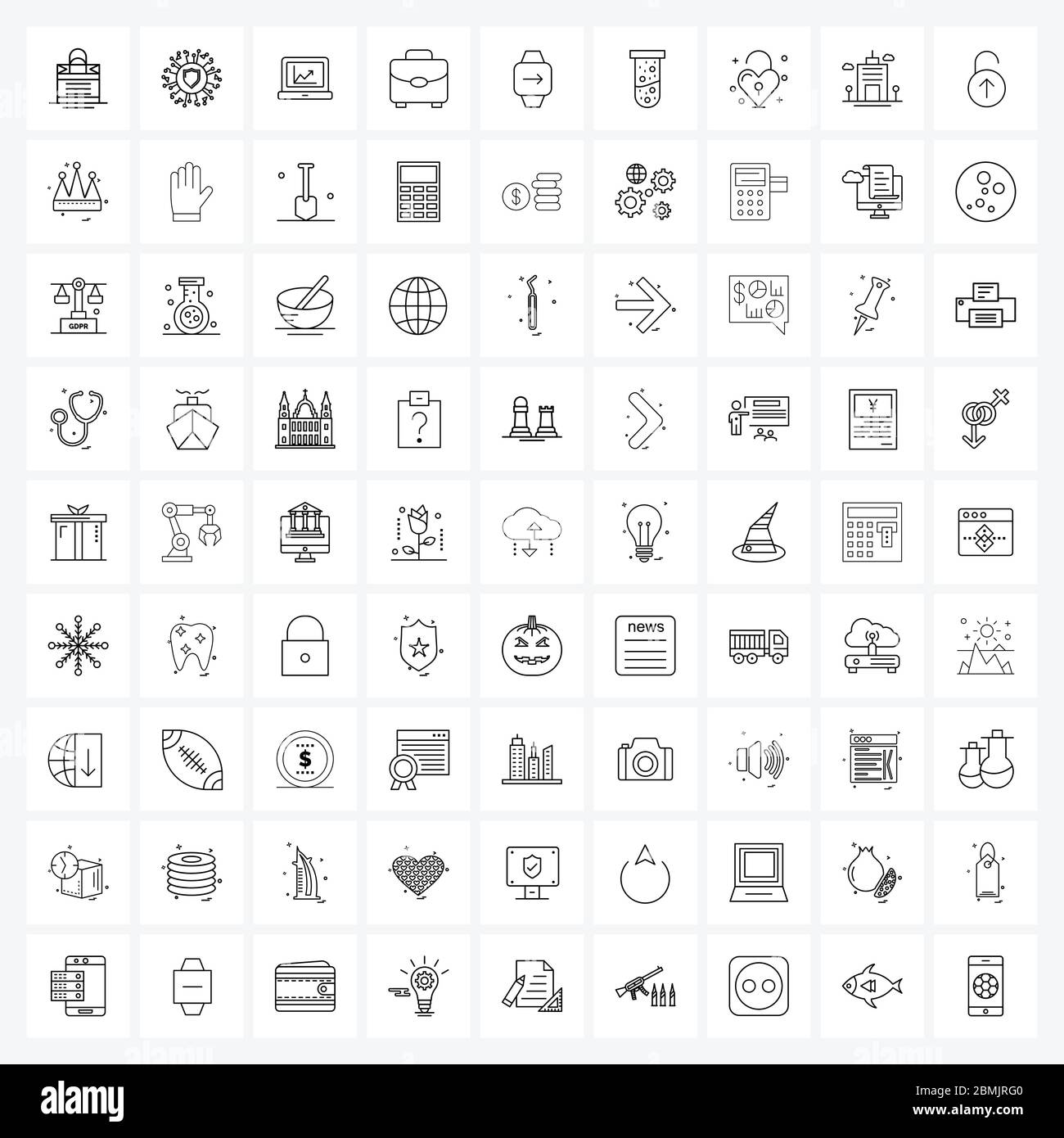 Set of 81 UI Icons and symbols for timer, watch, chart, work bag, case ...