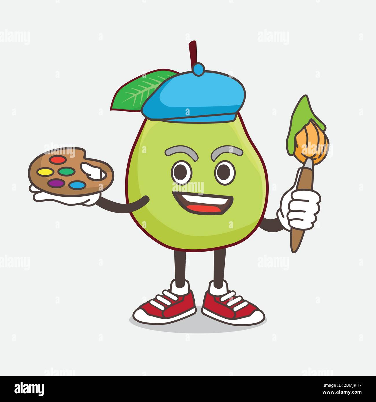 An illustration of Guava Fruit cartoon mascot character painter style ...