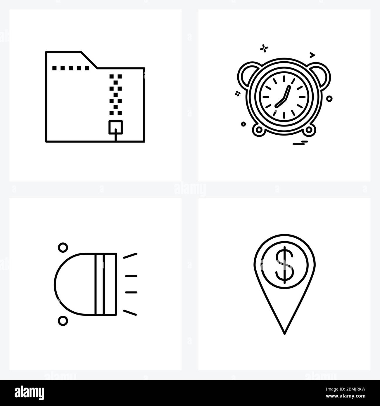 Universal Symbols of 4 Modern Line Icons of archive, beam, rare ...